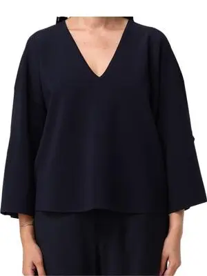 Max Mara V-neck Pullover With Button Detail - Blue