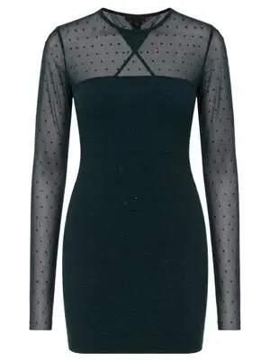 Liu Jo Sheer Rhinestone Embellished Ruffled Mini Dress - Green
