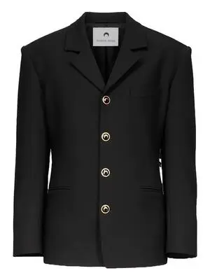 MARINE SERRE Tailored Wool Serge Gold-buttons Jacket - Black