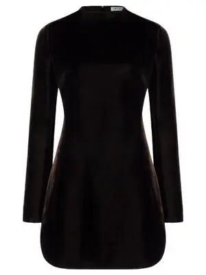 Alaïa Velvet High-neck Long-sleeve Mini Dress - Ebony