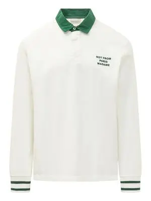 Drole De Monsieur Drôle De Slogan Long-sleeved Polo Shirt - No