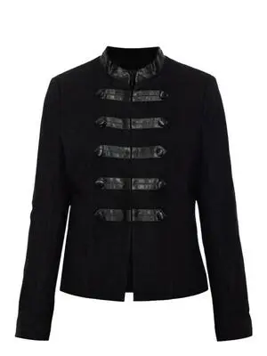 Rag & Bone Long-sleeve Military Jacket With Faux Leather Details - Black