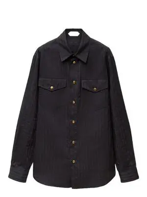 Versace Jacquard Cotton-silk Regular Shirt - Black