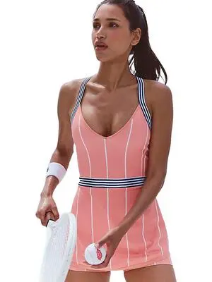 Free People Tennis Dress With V-neckline And Skort Detail - Fruit Punch