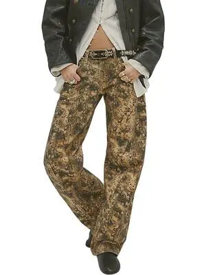 Free People Fable Printed Twisted Jeans - Snake Combo