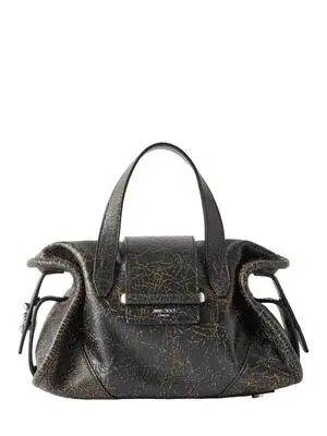JIMMY CHOO Bar Filo Mini Crinkled Leather Tote - Black