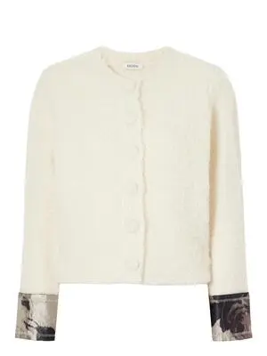 Erdem Satin-trimmed Wool And Alpaca-blend Cardigan - Neutrals