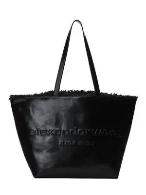 ALEXANDER WANG Alexander Wang Oversized Shearling Trimmed Leather Tote