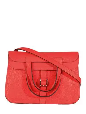 Hermès HERMÈS Rose Texas Clemence Halzan 25 Bag Pink