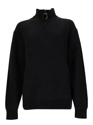 JW Anderson JW Anderson Ribbed Knit Quarter Zip Sweater Black