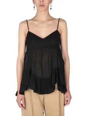 Alexander McQueen Semi-transparent V-neck Top - Black