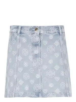 Casablanca Casablanca Monogram Denim Logo Patch Skirt Gray