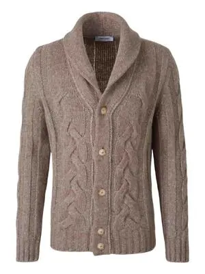 GRAN SASSO Gran Sasso Cable Knit Shawl Collar Cardigan