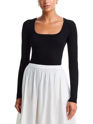AQUA Aqua Rib Knit Long Sleeve Bodysuit