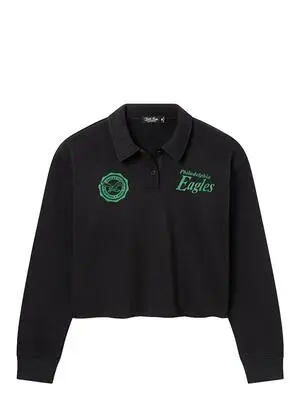 Junk Food Clothing Junk Food Philadelphia Eagles Polo Crop Fleece - True Black