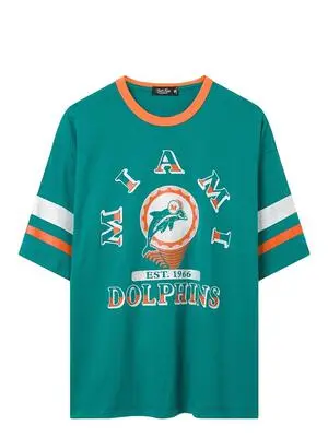 Junk Food Clothing Miami Dolphins Glitter Boxy Ringer Tee - Teal