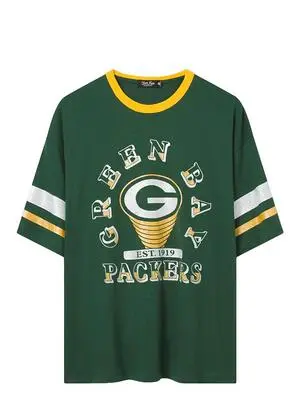 Junk Food Clothing Green Bay Packers Glitter Boxy Ringer T-Shirt Hunter