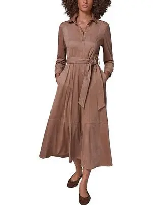 DONNA KARAN WEEKEND Donna Karan Weekend Faux Suede Belted Midi Shirt Dress
