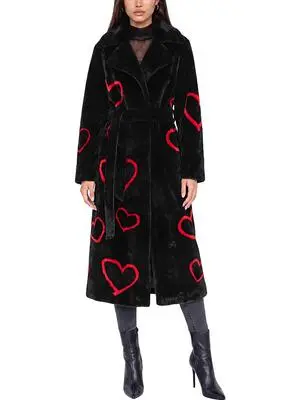 Gorski Shearling Coat - Black/red
