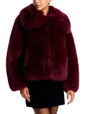 Aqua Faux Fur Collar Jacket - Red