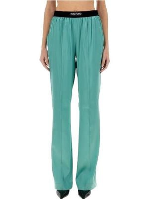 TOM FORD Tom Ford Straight Leg Satin Pants With Elastic Waist Blue