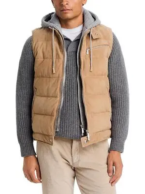 ELEVENTY Eleventy Suede Vest With Removable Hood