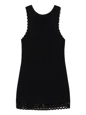 TWINSET Openwork Knit Tank Top With Scallop Rims - Black