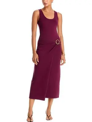 Simkhai Genne Draped Knit Midi Dress - Fig
