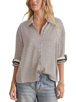 Splendid Clara Printed Button Down Shirt - Shell/java