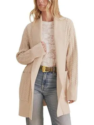 Splendid Tammie Cable Knit Cardigan - Wheat Heather