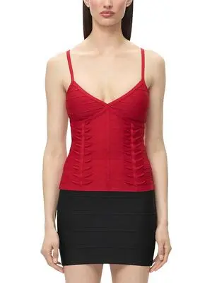 Herve Leger The Laura V Neck Bandage Top - Rouge