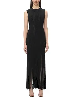 Herve Leger The Alyssa Fringe Hem Gown - Black