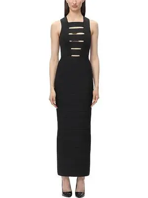Herve Leger Bailey Cutout Bandage Gown - Black