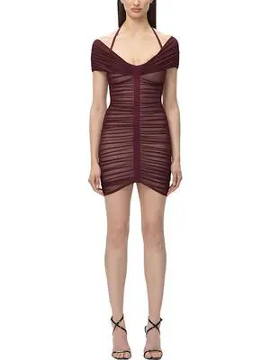 Herve Leger Herve Leger The Linda Ruched Mini Dress Deep Red