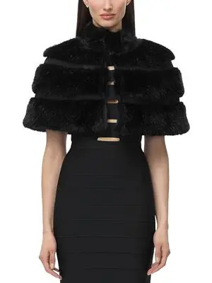 Herve Leger The Victoria Faux Fur Cape - Black