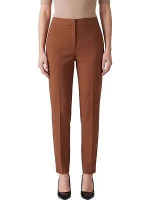 Max Mara Max Mara Acino Slim Fit Stretch Wool Trousers Leather