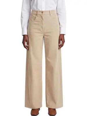 Brunello Cucinelli High-waisted Corduroy Wide-leg Trousers - Ecru
