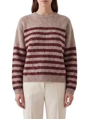 Brunello Cucinelli Brunello Cucinelli Striped Crewneck Jumper Brown