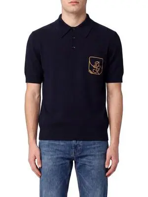 DOLCE & GABBANA Embroidered Logo Virgin Wool Knit Polo Shirt