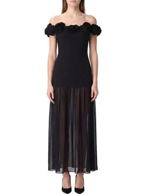 ROTATE BY BIRGER CHRISTENSEN Rotate Strapless Floral Appliqué Crêpe Midi Evening Dress