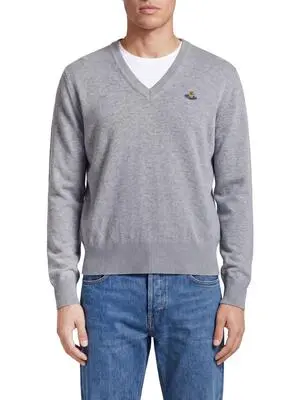 VIVIENNE WESTWOOD Cashmere Blend V-neck Jumper - Grey