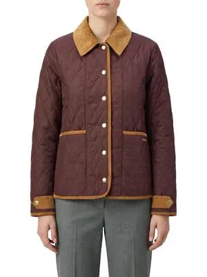 Barbour Quilted Waxed Cotton Shirt Jacket With Velvet Collar - Brown