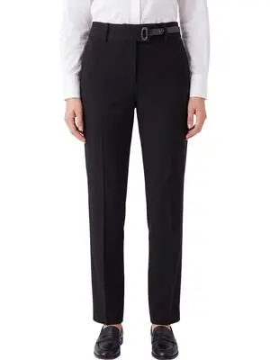 Sportmax Mid-rise Skinny Fit Crêpe Trousers With Hem Slits - Black