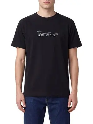Off-White Cotton T-shirt With Graphic Print And Arrow Logo - Black