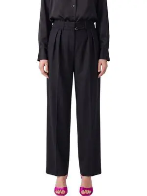 Dries Van Noten High-waisted Pleated Wide-leg Trousers In Wool Crêpe - Black