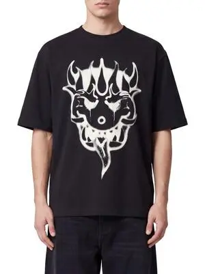 Y3 Cotton T-shirt With Graphic Print And Short Sleeves - Black