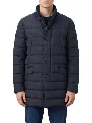 Herno Herno Long Quilted Nylon Puffer Coat With High Neck And Button Closure Blue