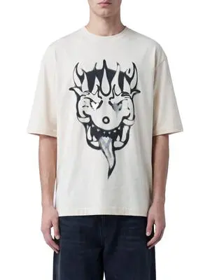 Y3 Cotton T-shirt With Graphic Print And Short Sleeves - White