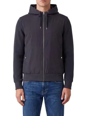 Herno Herno Hooded Relaxed Fit Bomber Jacket In Cotton And Nylon Blue