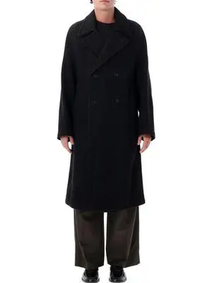 LEMAIRE Long Wool And Alpaca Double-breasted Coat - Black